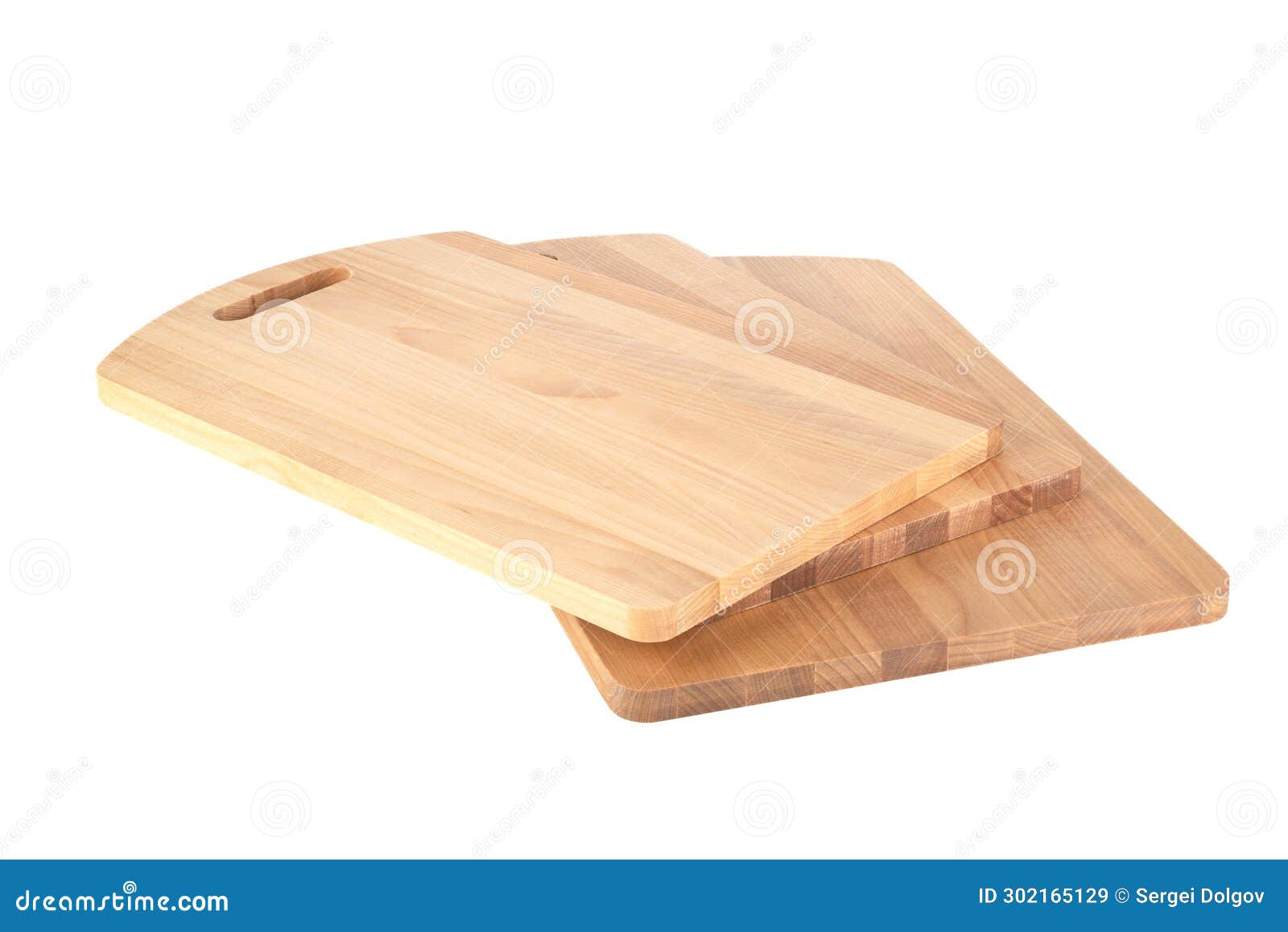 Three Wooden Cutting Boards Isolated on a White Background. Stock Image ...