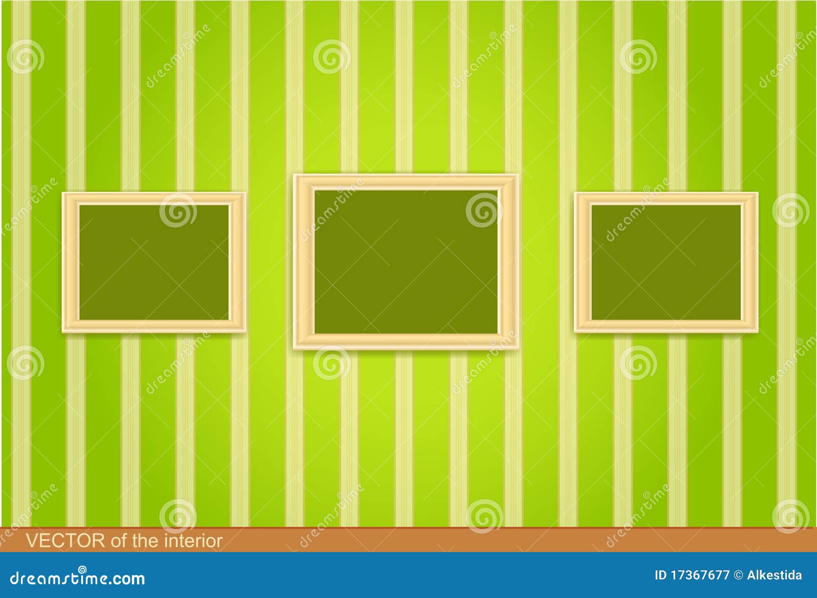 Three Wooden Frame on the Green Wall. Stock Vector - Illustration of ...