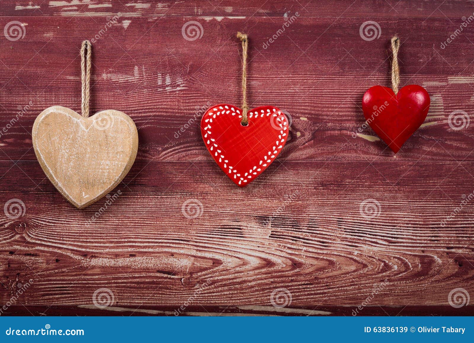 Three wooden heart rustic stock image. Image of love - 63836139