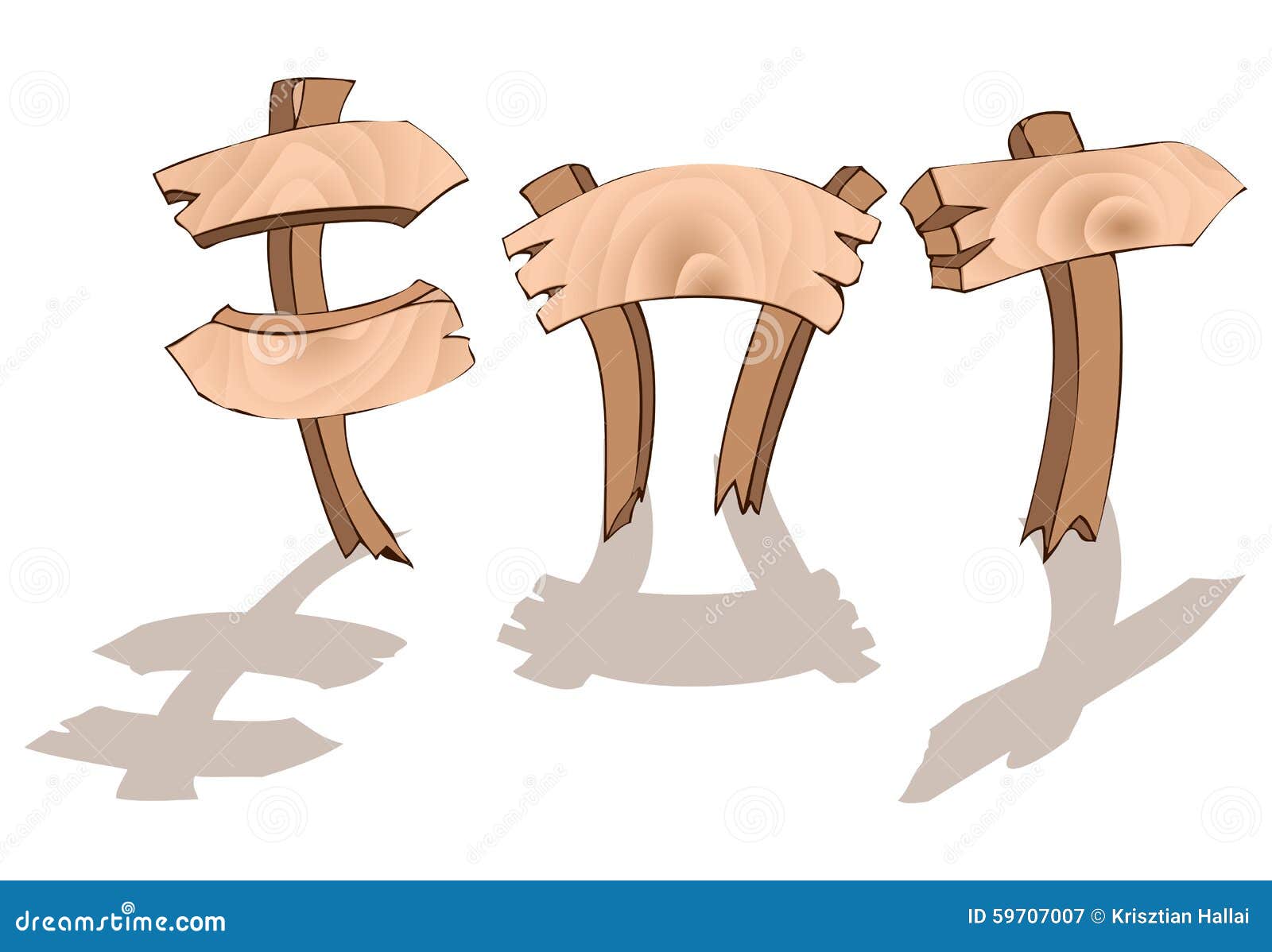Three Wooden Signs. stock vector. Illustration of road - 59707007