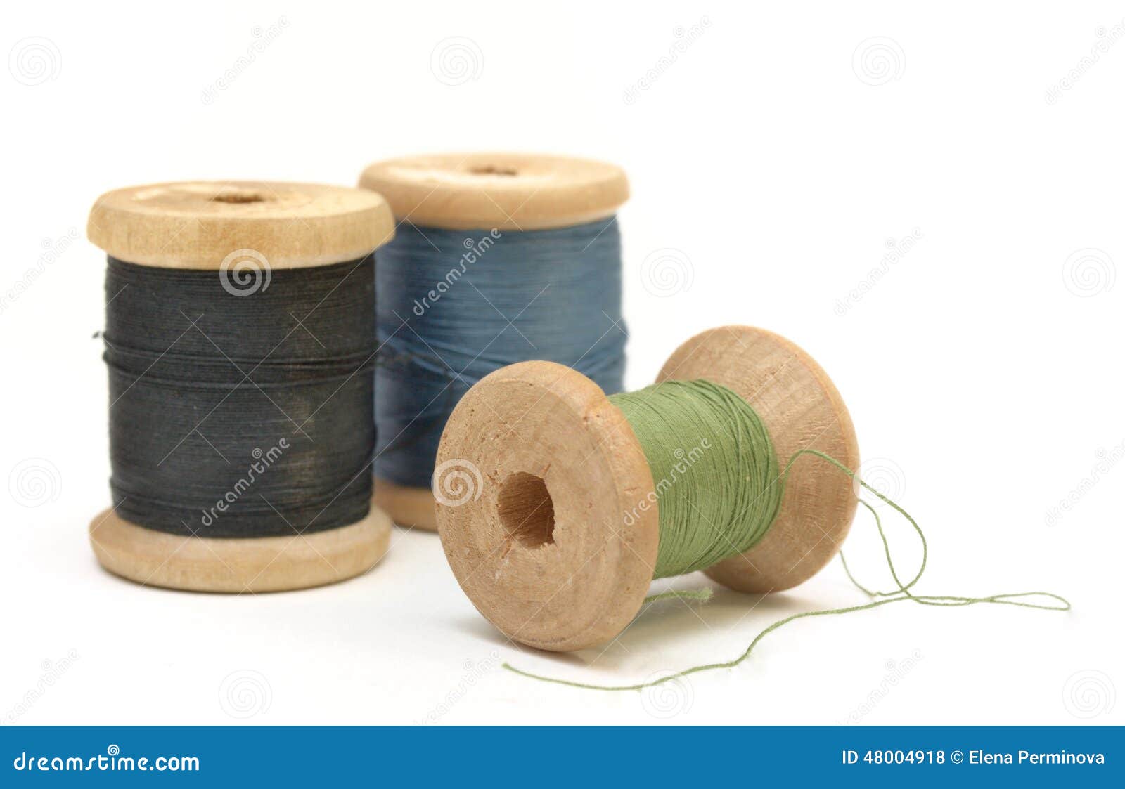 Three Wooden Spools of Thread Stock Photo - Image of large, save: 48004918