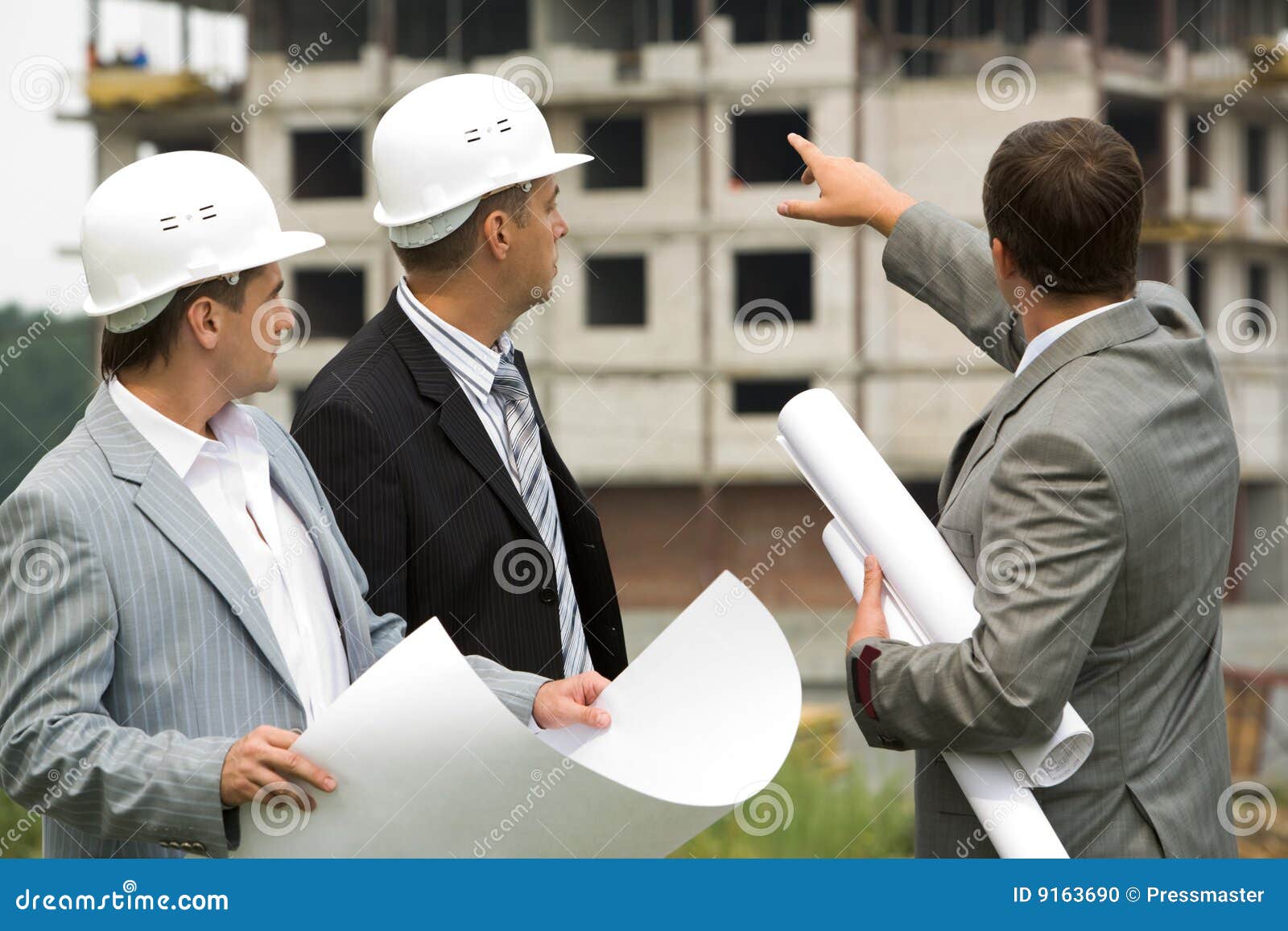 Three workers stock photo. Image of businesspeople, document - 9163690