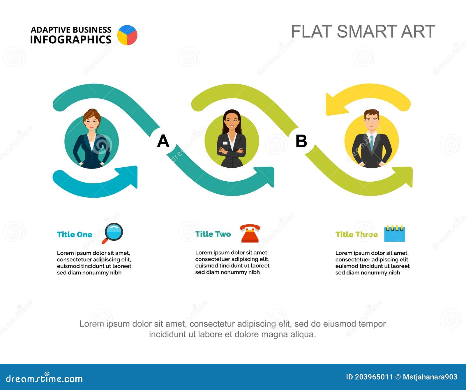Three Workers Options Process Chart Template for Presentation Stock ...