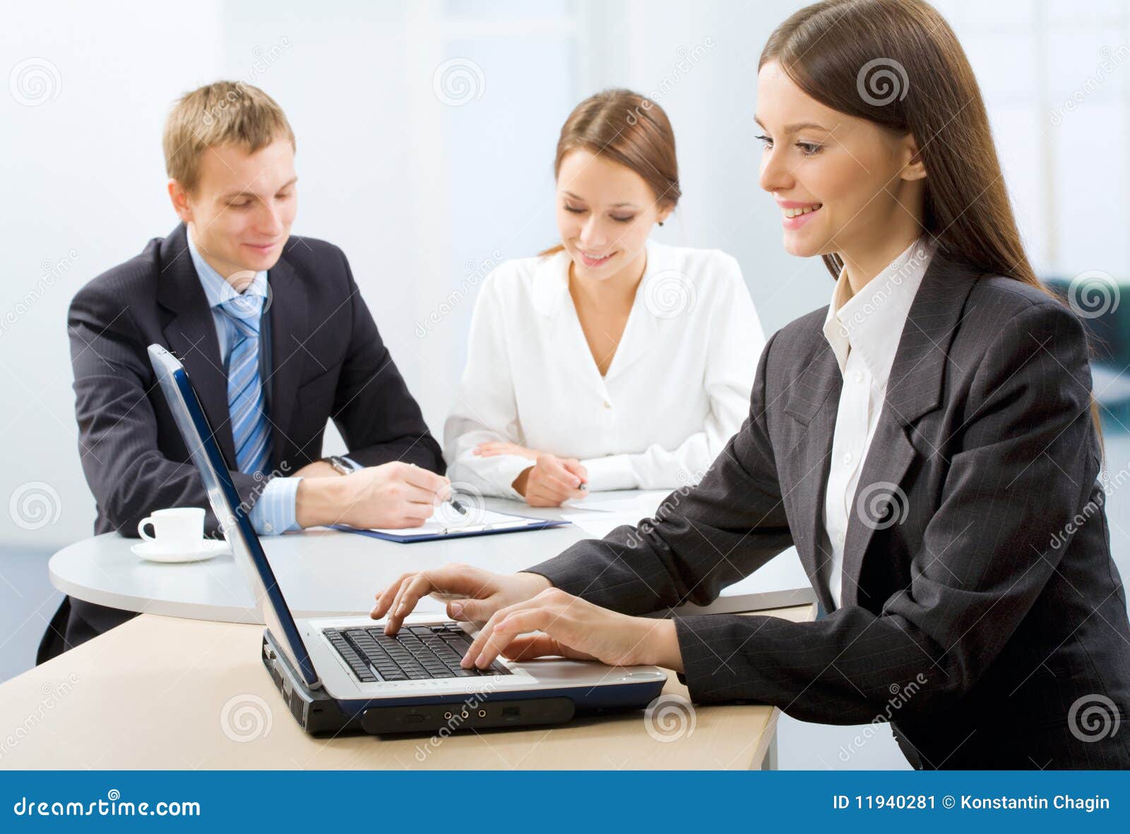Three Working Businesspeople Stock Image - Image of computer, female ...