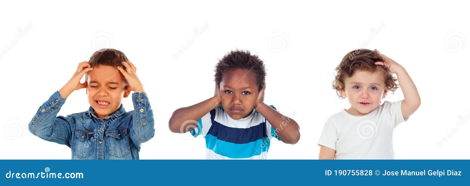 Three Worried Children Together Stock Photo - Image of ethnic ...