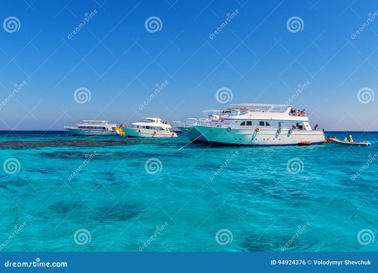 Three yacht at sea stock photo. Image of clear, speedboat - 94924376