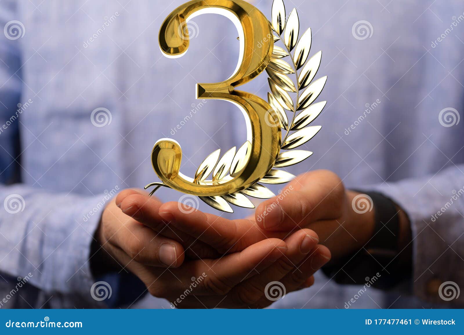A Three or 3 Years Award Digital Number Award Anniversary 3d Stock ...