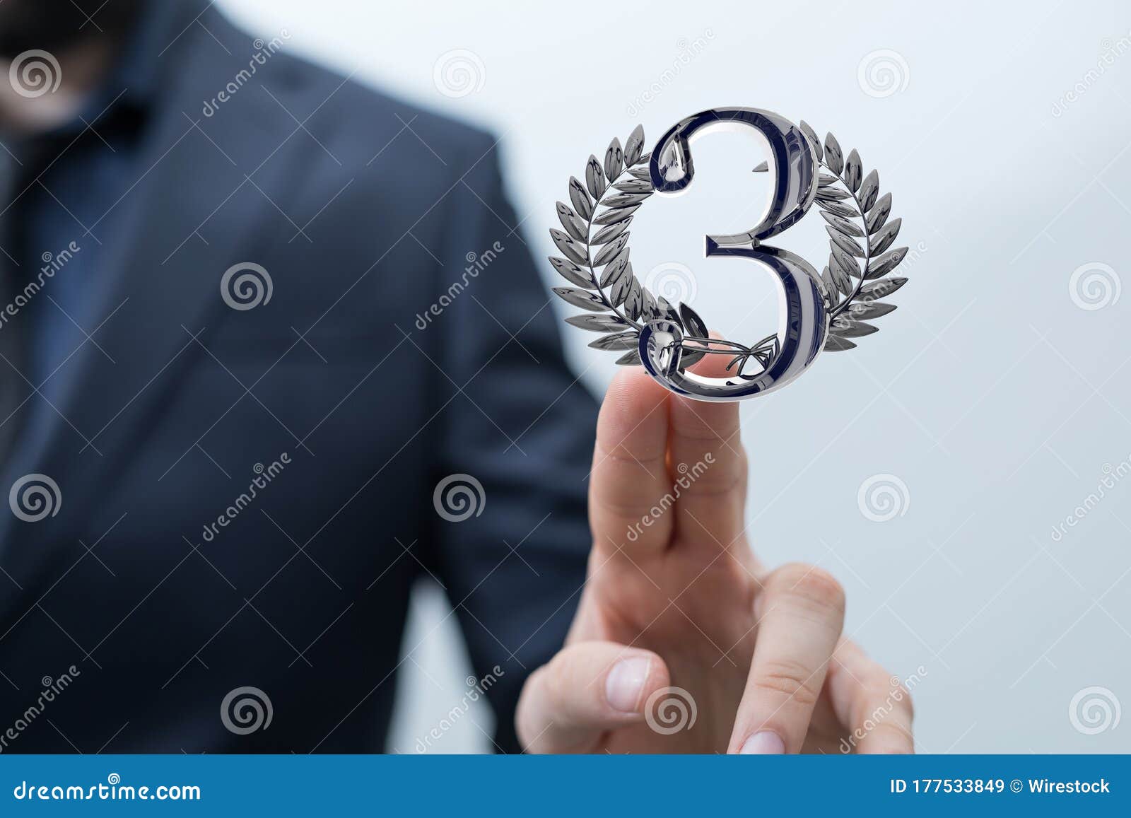 A Three or 3 Years Award Digital Number Award Anniversary 3d Stock ...