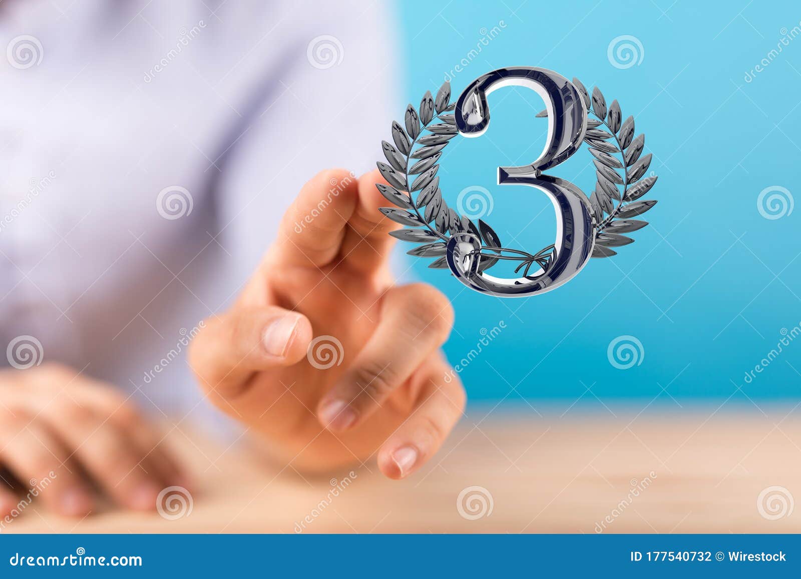 A Three or 3 Years Award Digital Number Award Anniversary 3d Stock ...