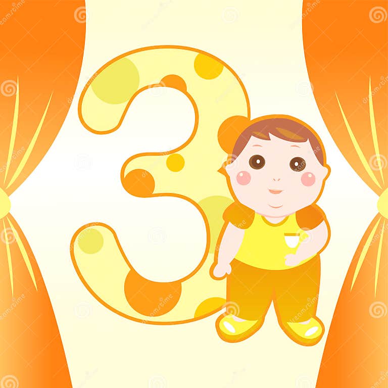 Three years old baby card stock vector. Illustration of birthday - 21886733