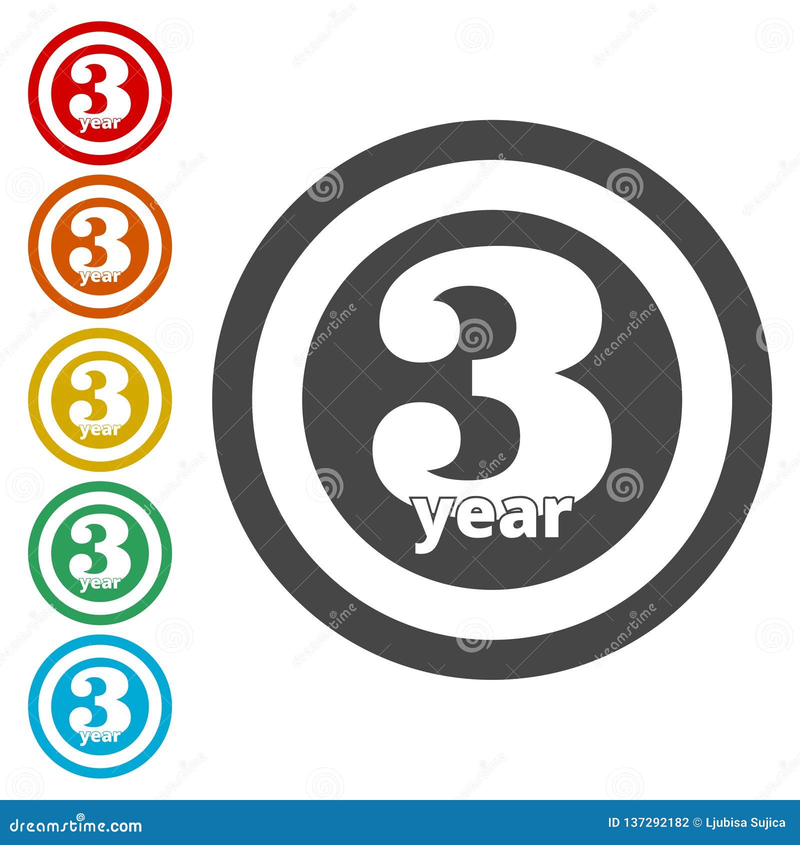Three Years Sign, Three Years Icon Stock Vector - Illustration of ...