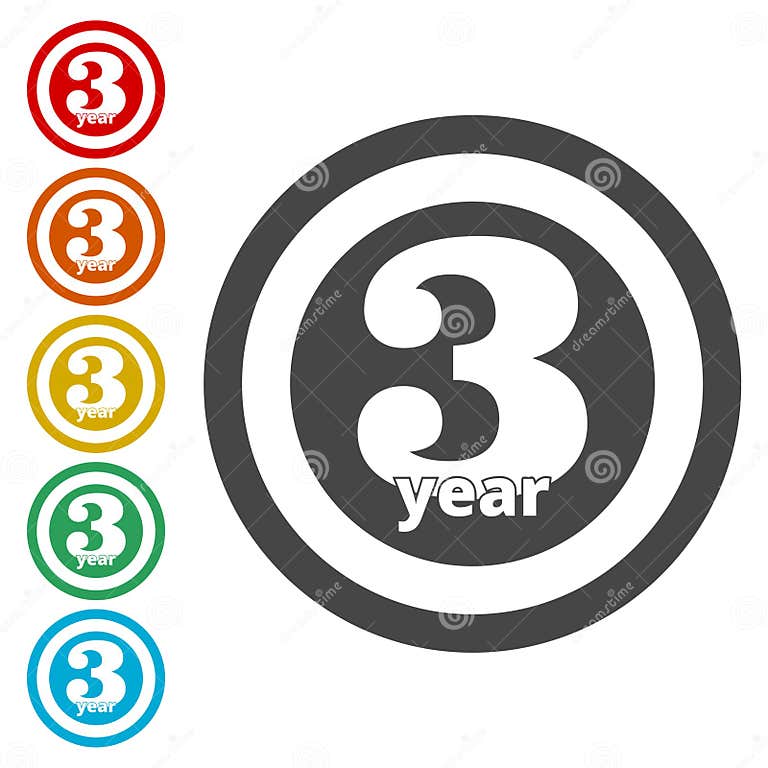 Three Years Sign, Three Years Icon Stock Vector - Illustration of ...