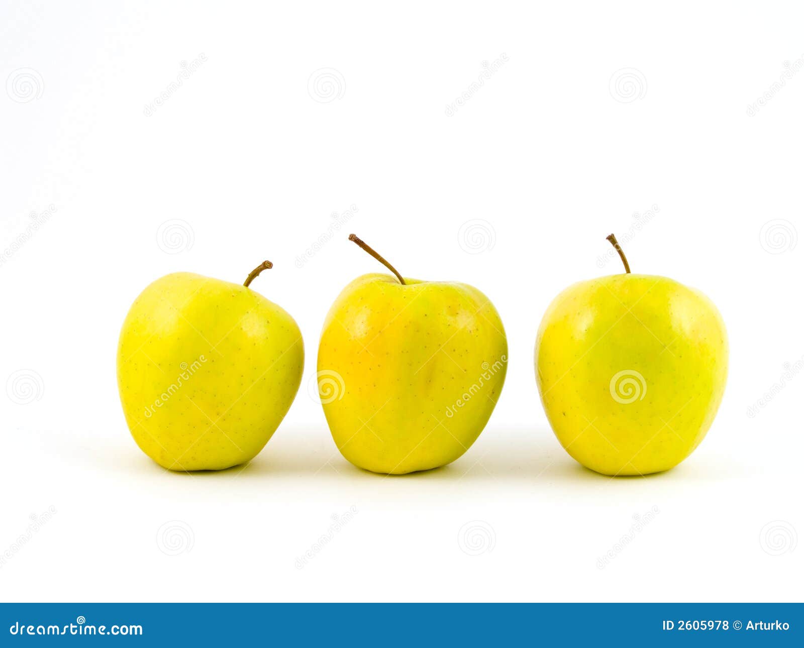 Three yellow apples stock photo. Image of healthy, fruit - 2605978
