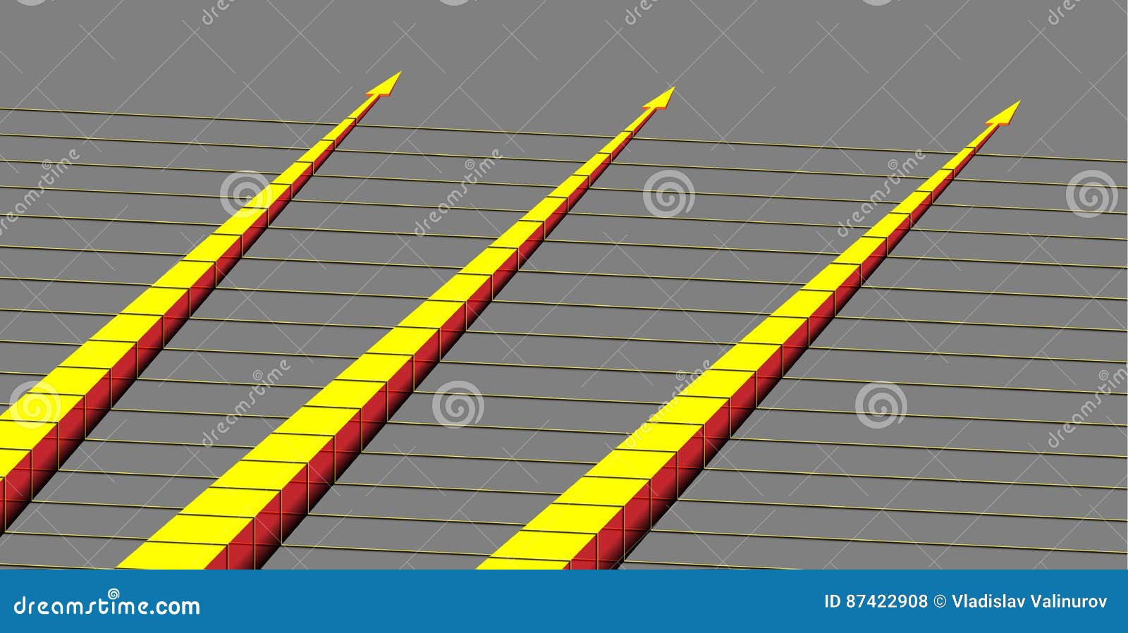 Three Yellow Arrows on Gray Background Isometric Stock Vector ...