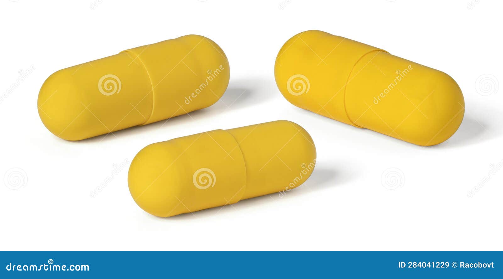 Three Yellow Capsules with Medicament Close-up. Full Depth of Field ...
