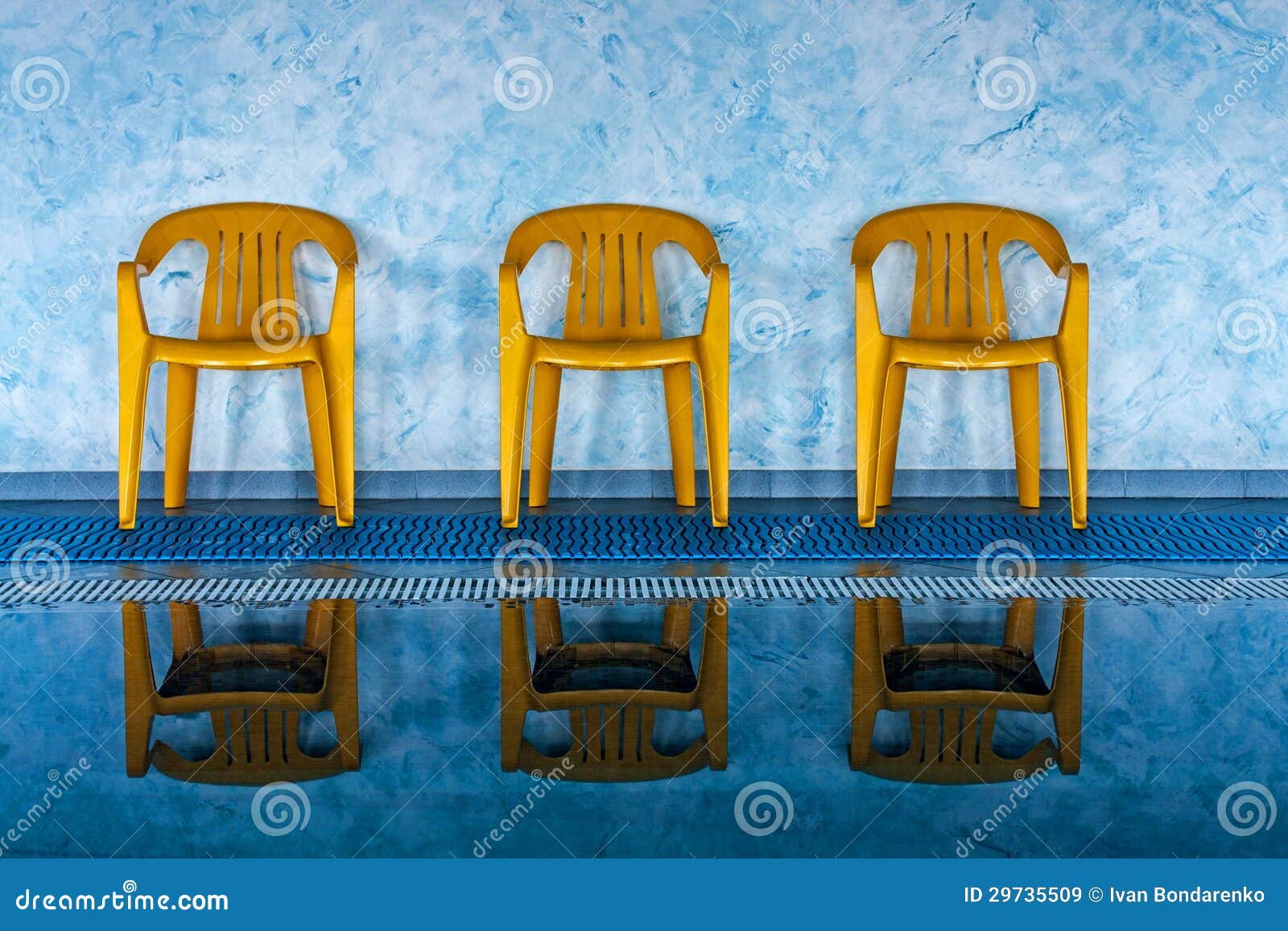 Three Yellow Chairs at Swimming Pool Stock Image - Image of clean ...