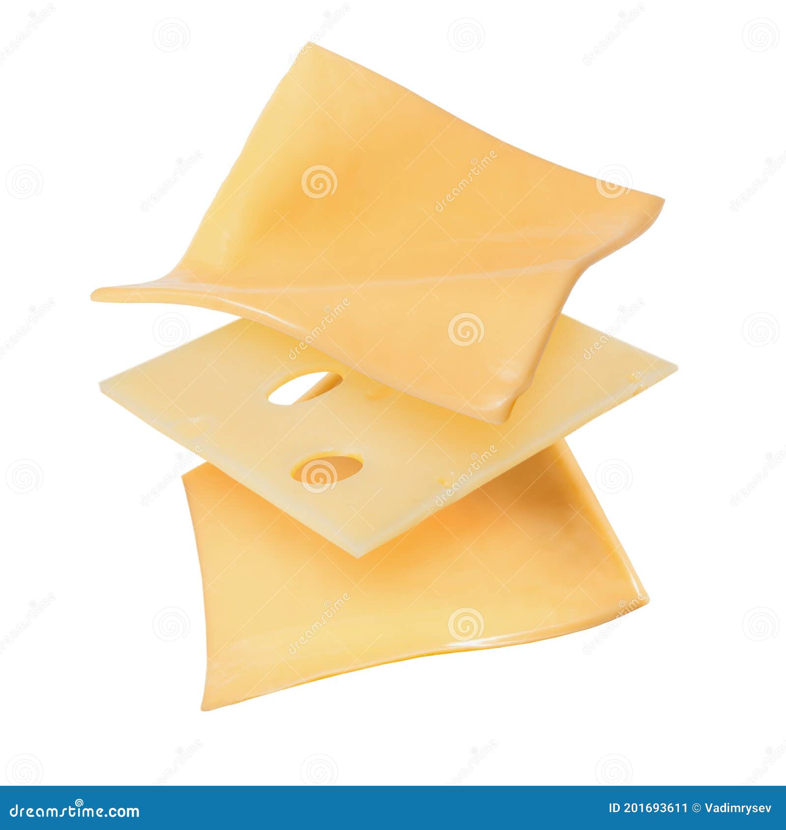 Three Yellow Cheese Slices Isolated on White Background Stock Image ...