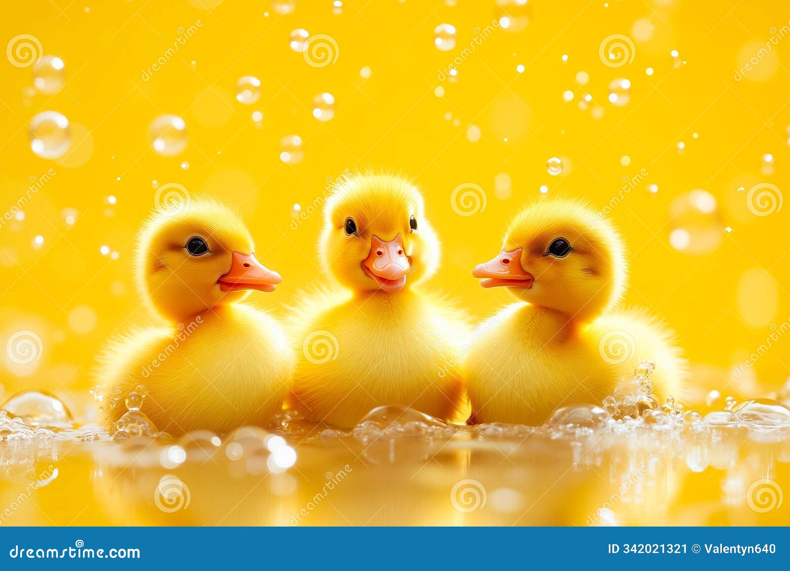 Three Yellow Ducks in Water with Bubbles Stock Image - Image of baby ...