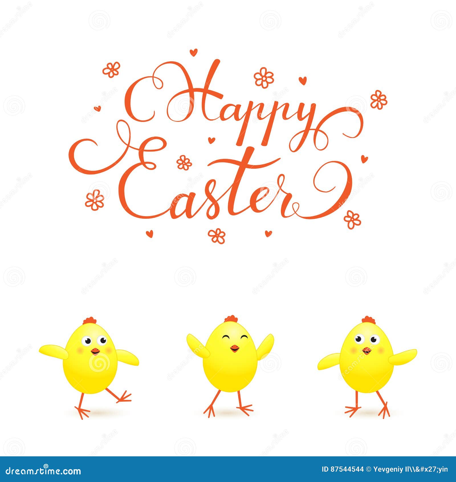 Three Yellow Easter Chicks on White Background Stock Vector ...