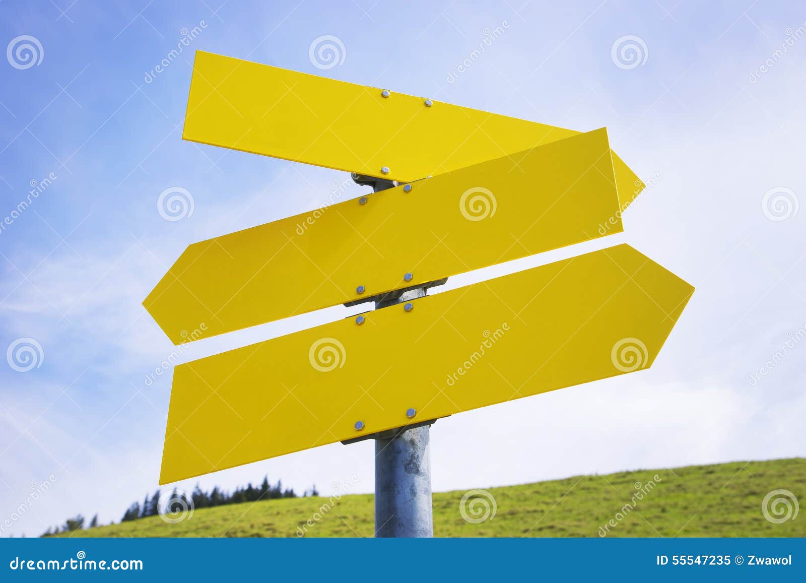 Three Yellow Empty Arrow Signs Stock Image - Image of information ...