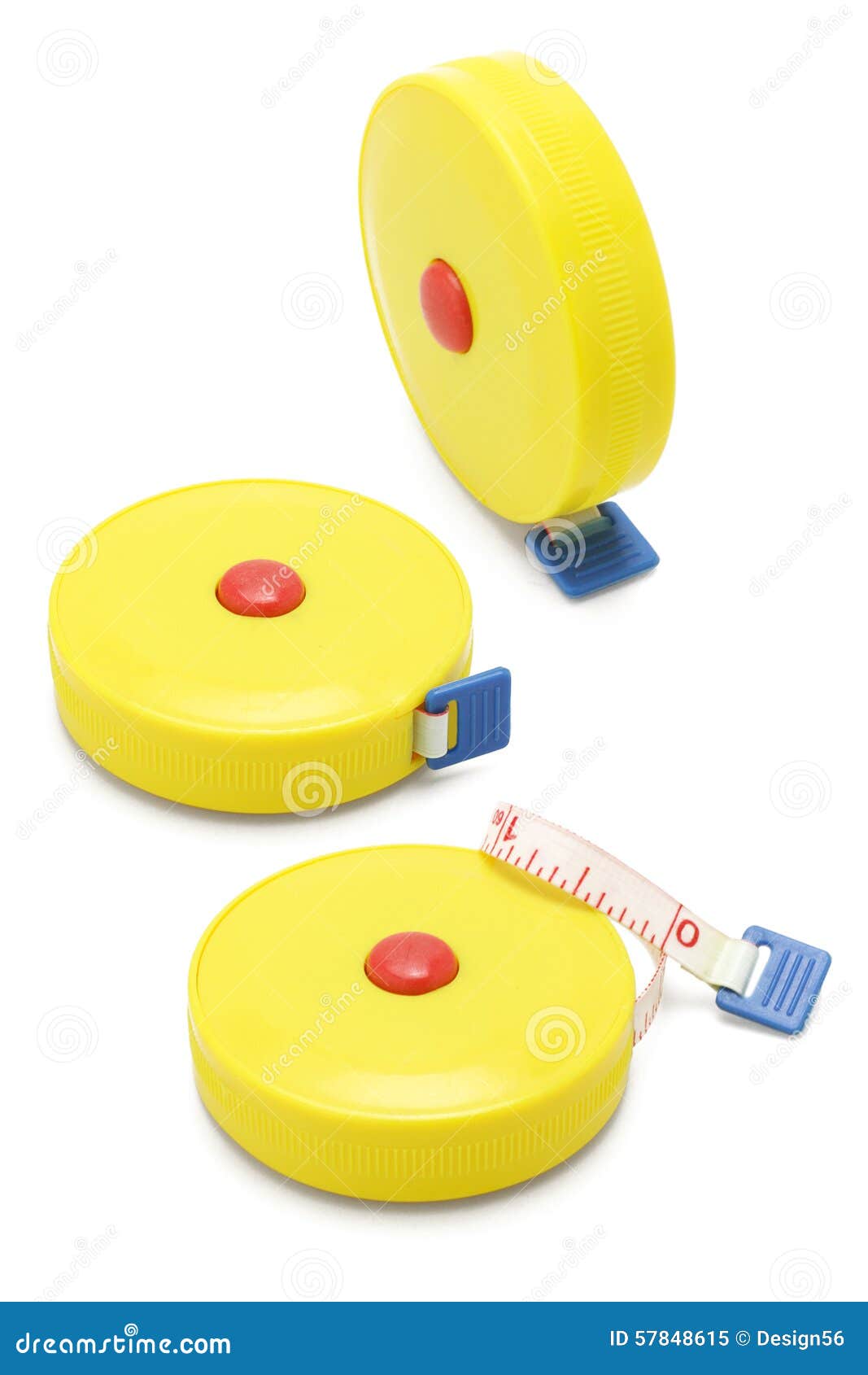 Three Yellow Measuring Tapes Stock Image - Image of metric, length ...