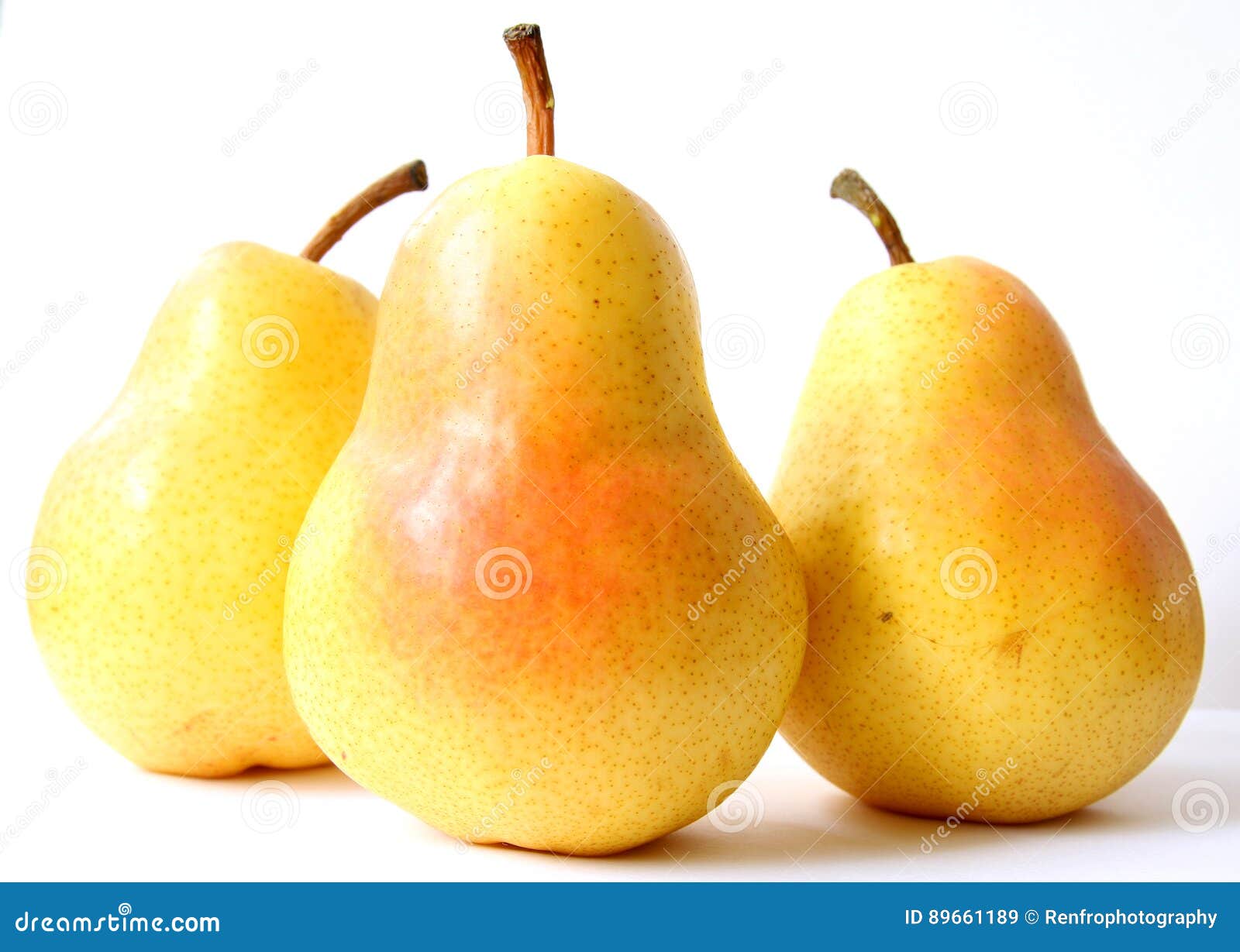 Three Yellow Pears, Isolated on a White Background Stock Image - Image ...