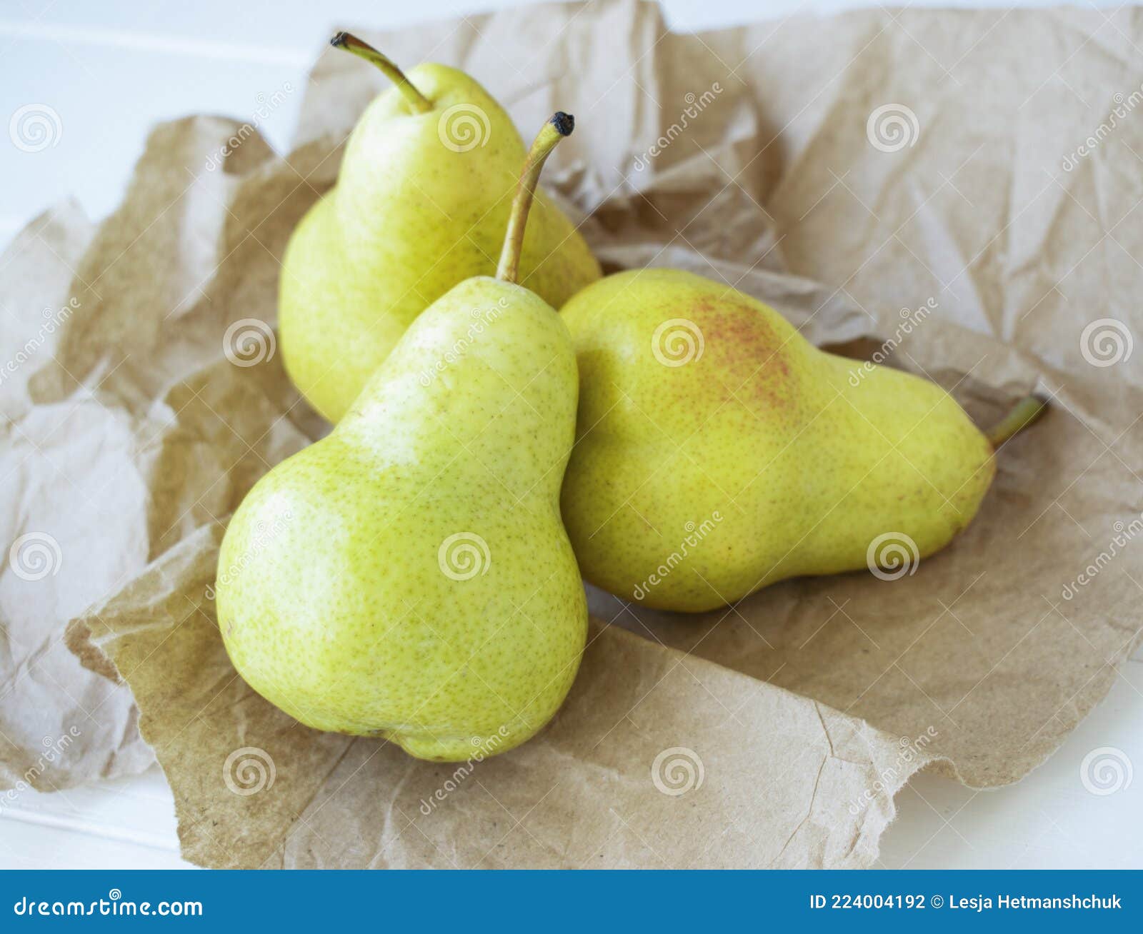 Three yellow pears stock photo. Image of fruit, market - 224004192