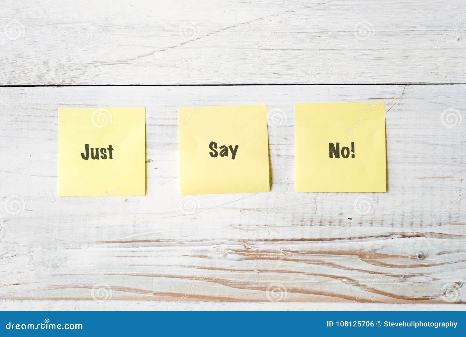 Three Yellow Post it Notes with Message Just Say No! Stock Photo ...