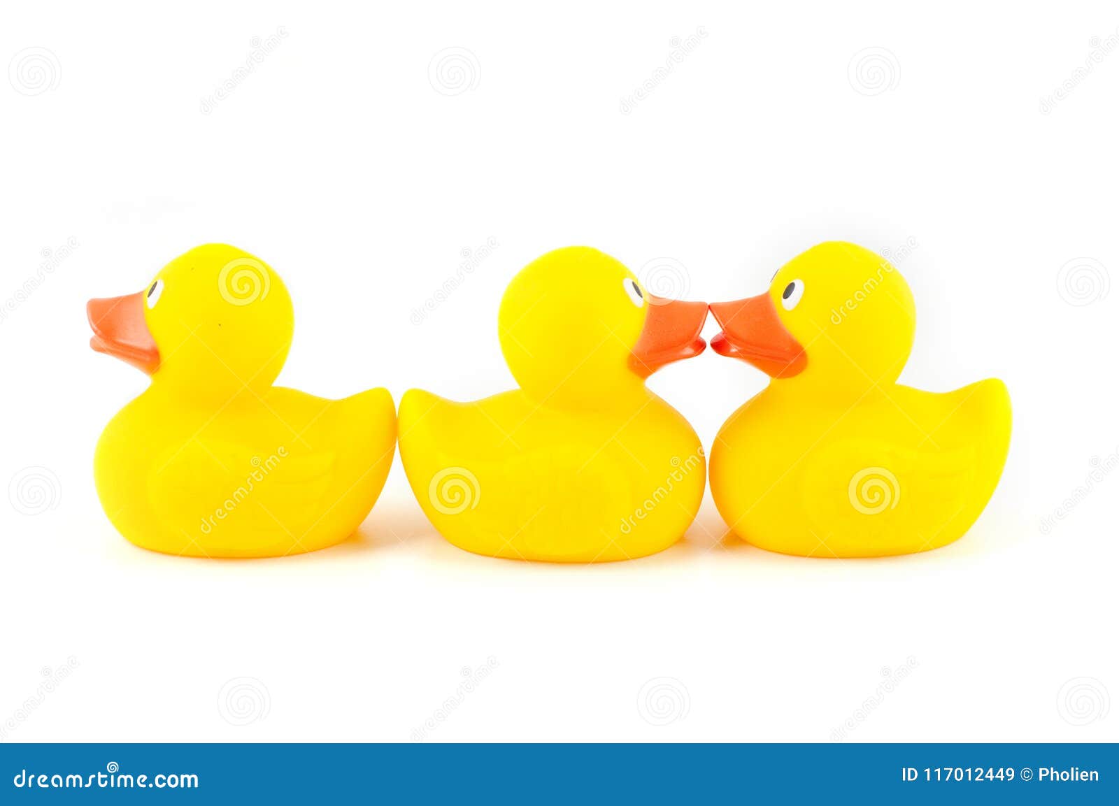 Three Yellow Rubber Ducks Isolated on White Background Stock Image ...