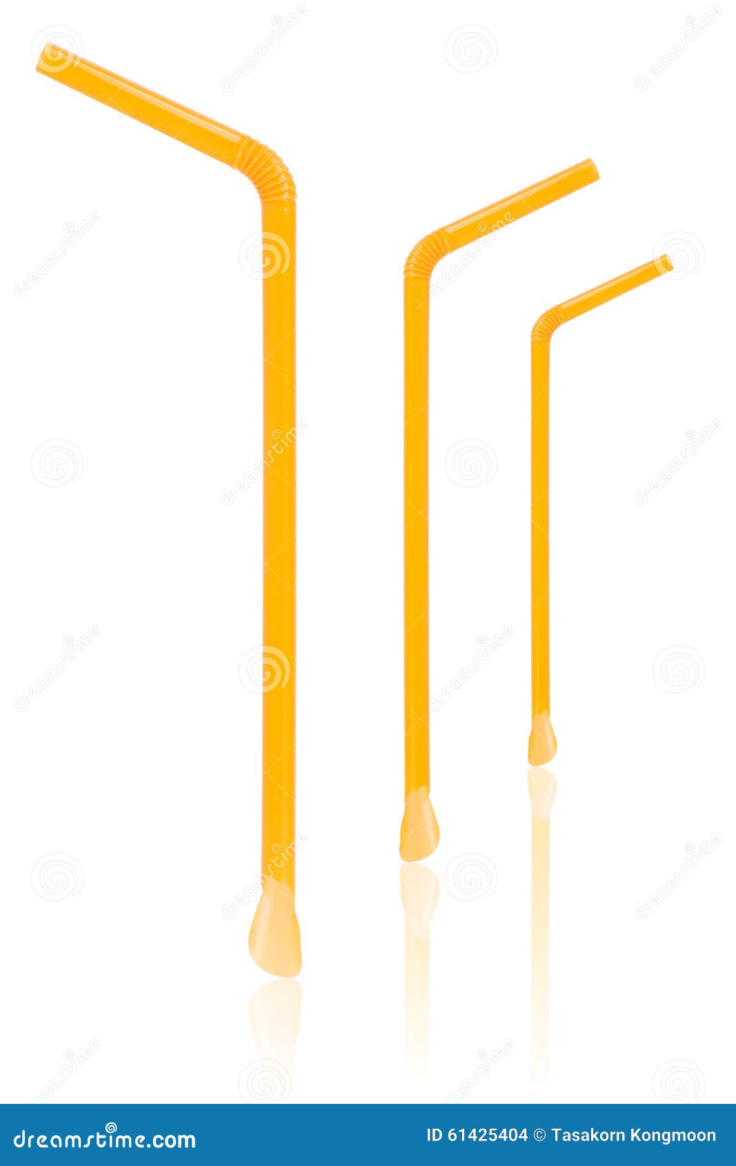Three Yellow Straws with Spoon Isolated on White Stock Photo - Image of ...