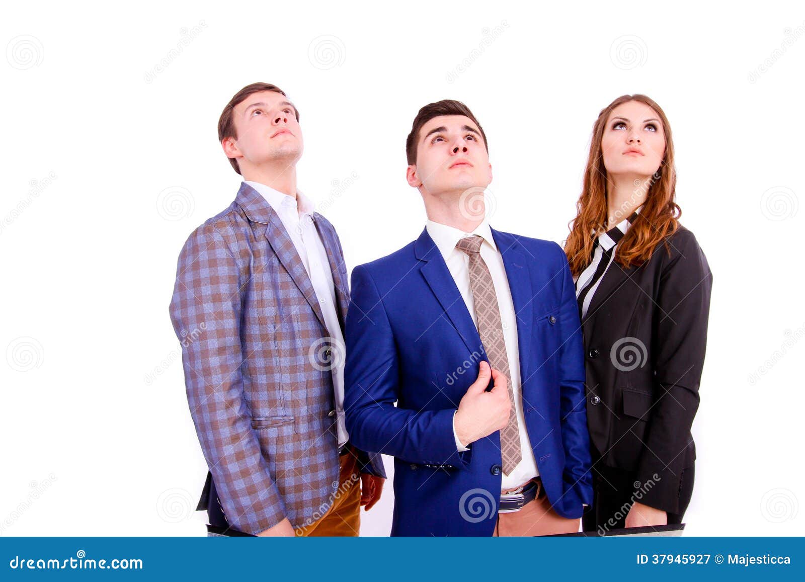 Three Young Business People Looking Up Stock Image - Image of business ...