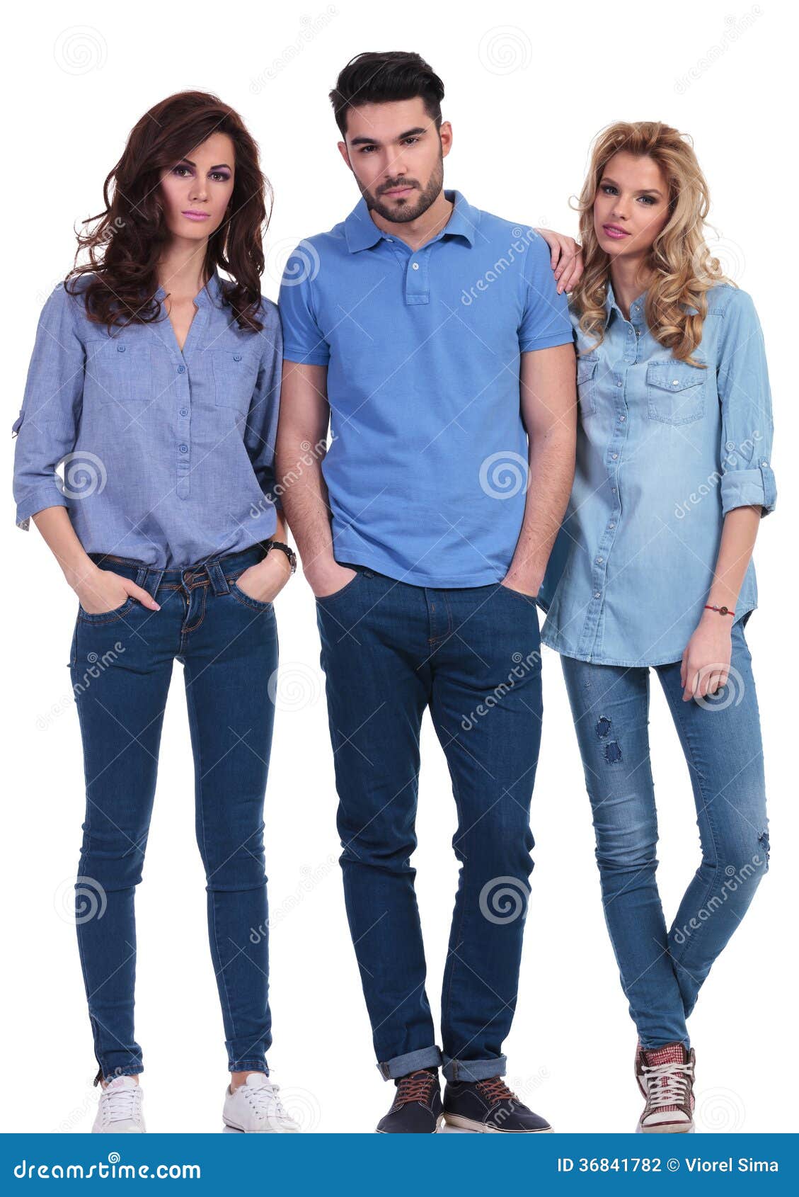 Three Young Casual People Standing Stock Photo - Image of attractive ...