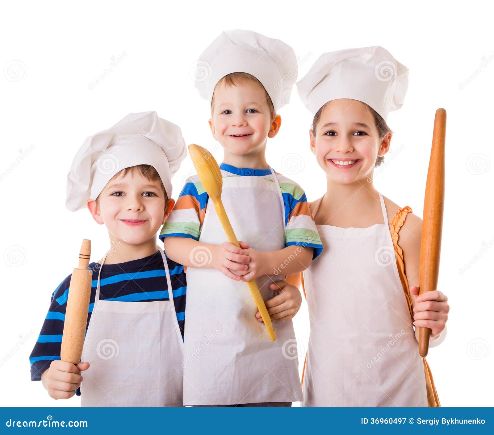 Three Young Chefs with Ladle and Rolling Pin Stock Image - Image of ...