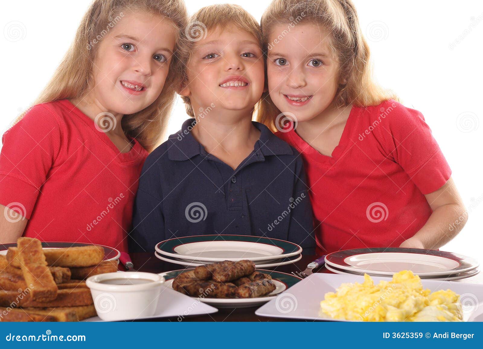 Three Young Children at Breakfast Stock Image - Image of caucasian ...