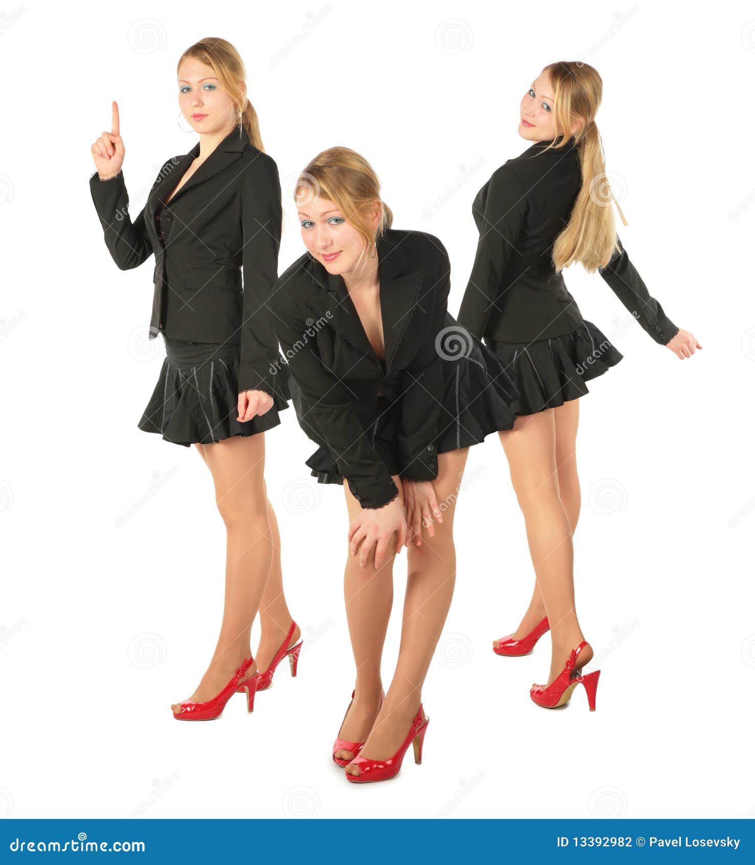 Three Young Girl in Suit, Collage Stock Photo - Image of group, dress ...