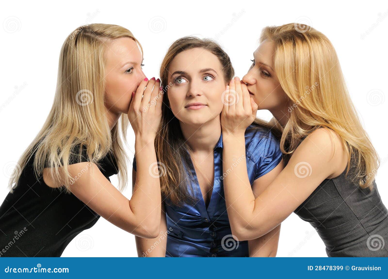 Three Young Girls Gossiping Stock Image - Image of expression, people ...