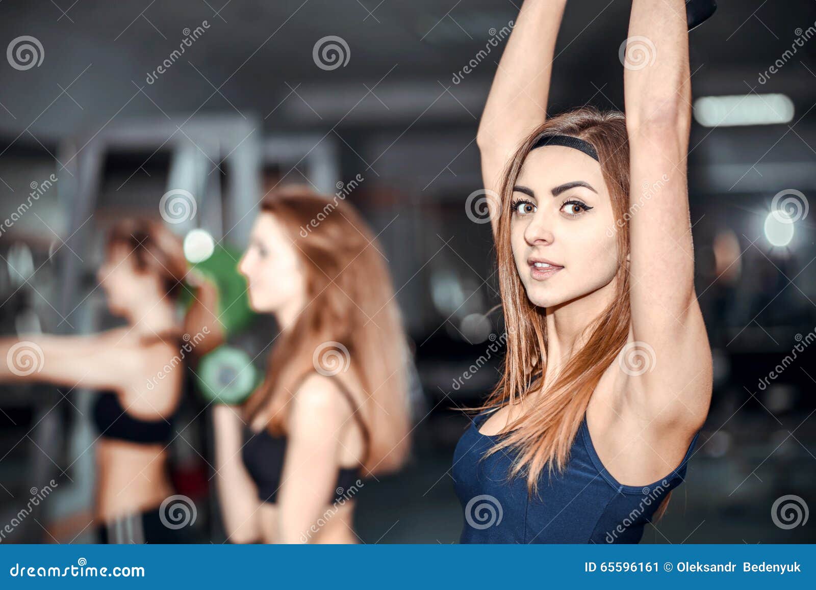 Three Young Girls Workout in the Gym Stock Image - Image of cute, coach ...