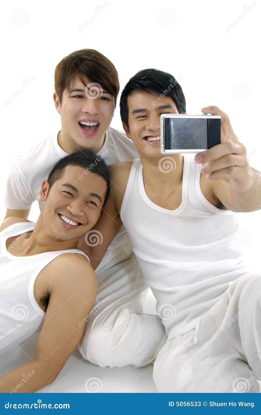 Three Young happy man stock image. Image of bond, heads - 5056533