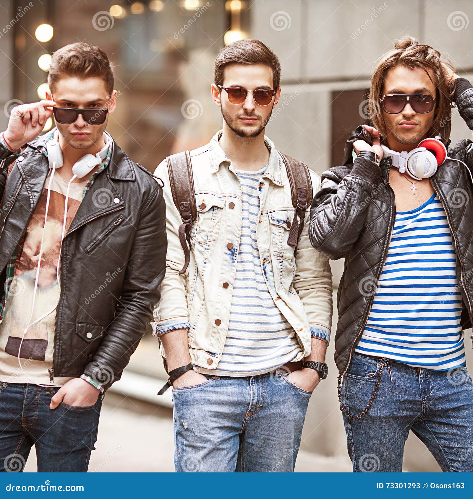 A three Young men fashion. stock image. Image of person - 73301293