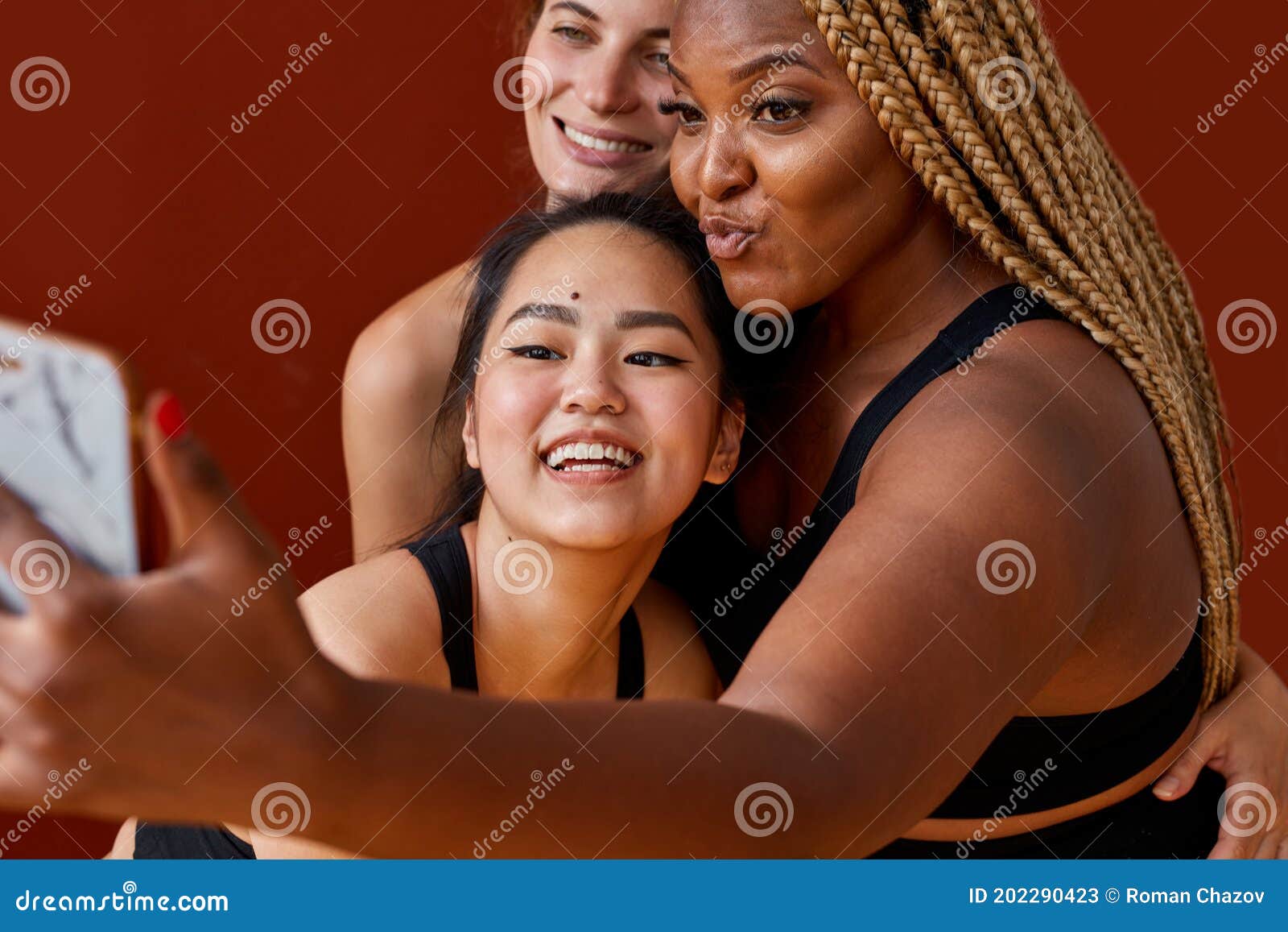 Three Young Multi Ethnic Female Models of Different Race and Body Size ...