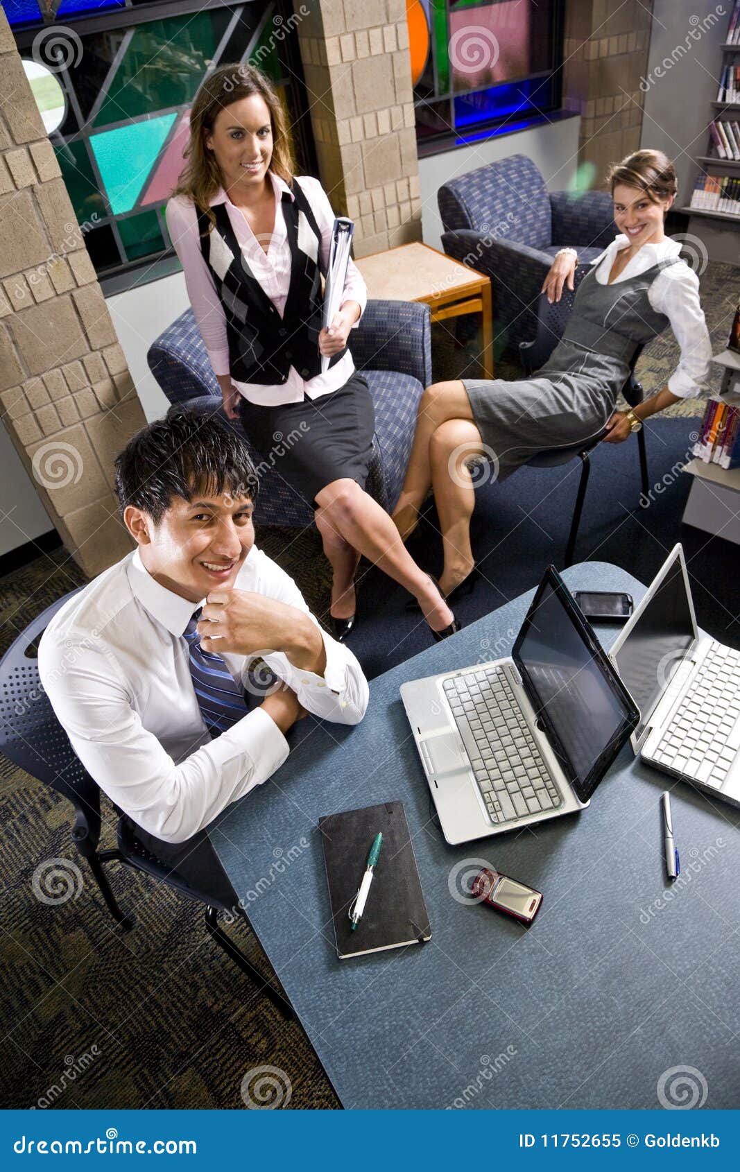 Three Young Office Workers Working in Meeting Room Stock Image - Image ...