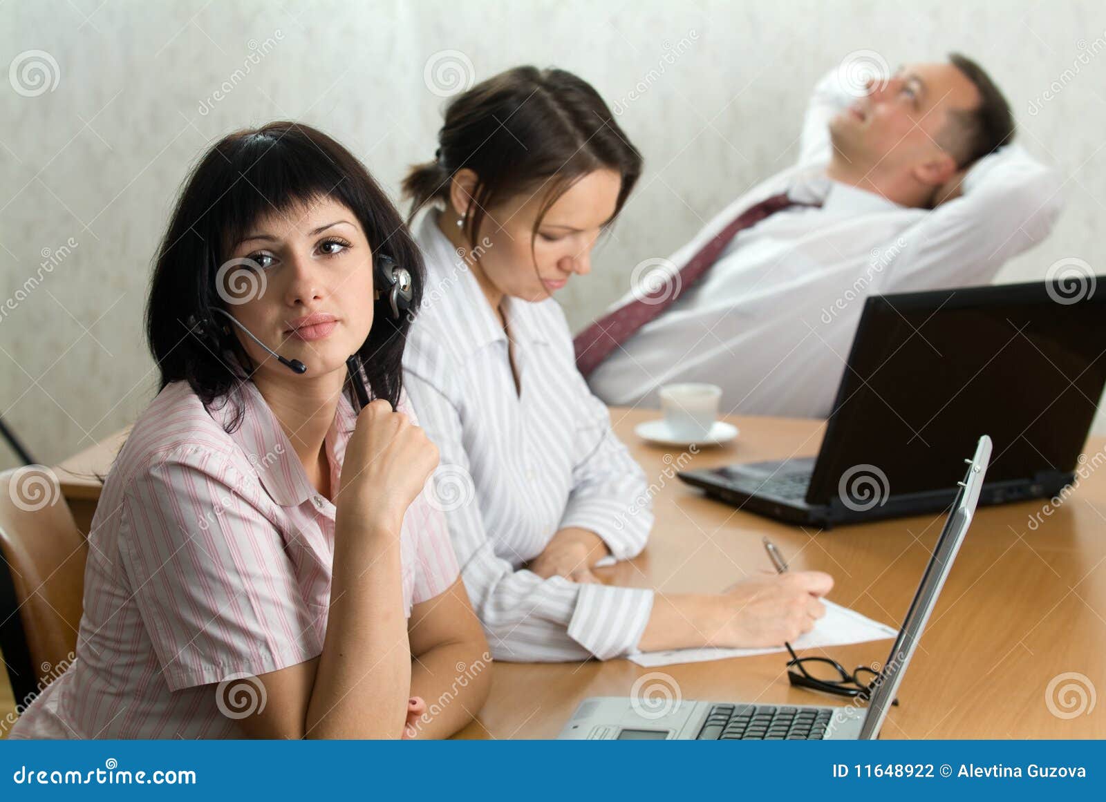 Three Young Ofiice Workers at a Short Rest Stock Photo - Image of ...