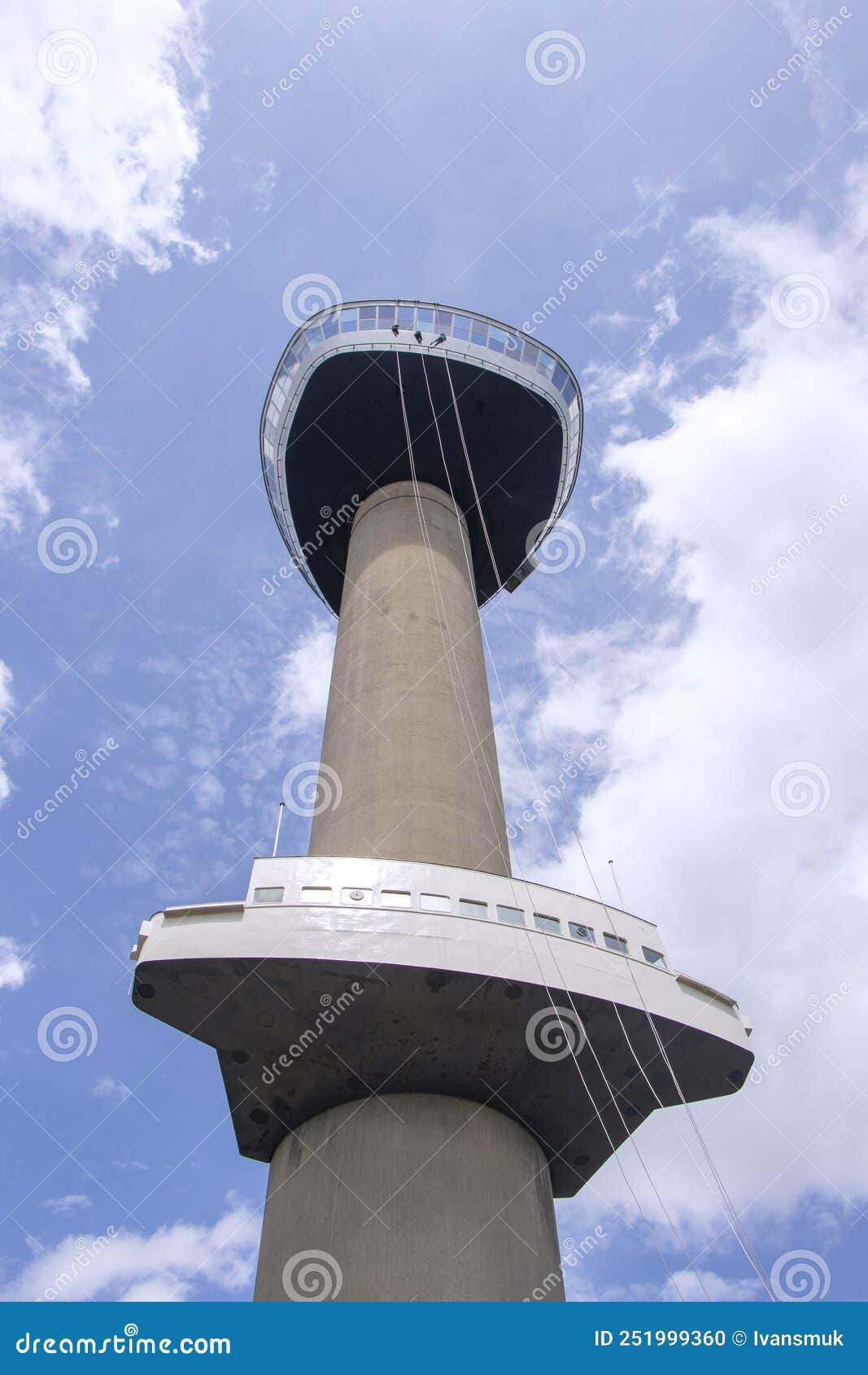 Three Young People Abseiling Down the Euromast Tower in Rotterdam Stock ...