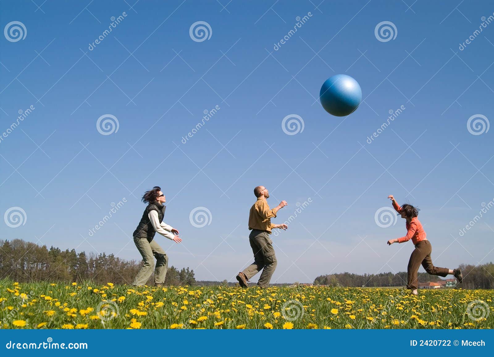 Three Young People with Ball Stock Photo - Image of young, play: 2420722