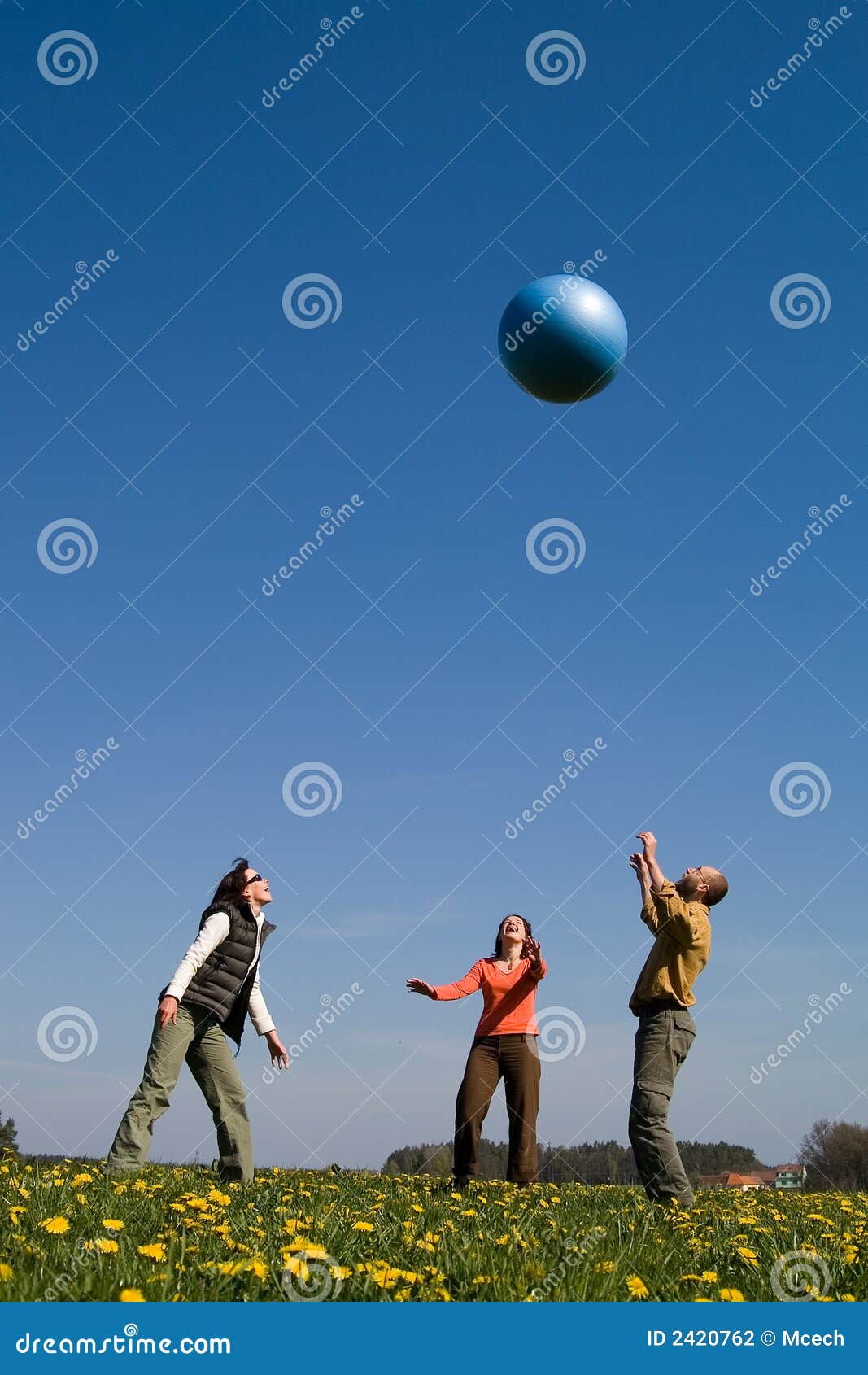 Three Young People with Ball Stock Photo - Image of girl, playing: 2420762