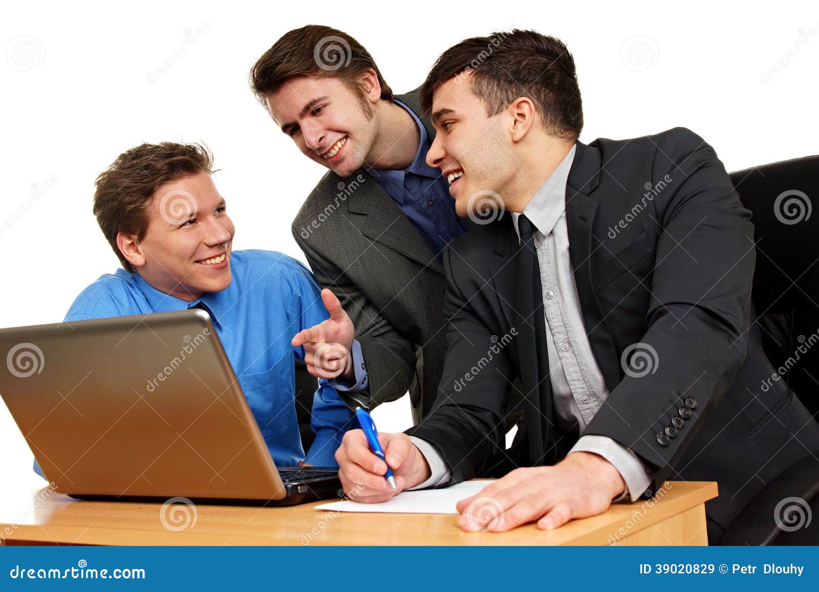 Three Young People Discussing Stock Image - Image of office, face: 39020829