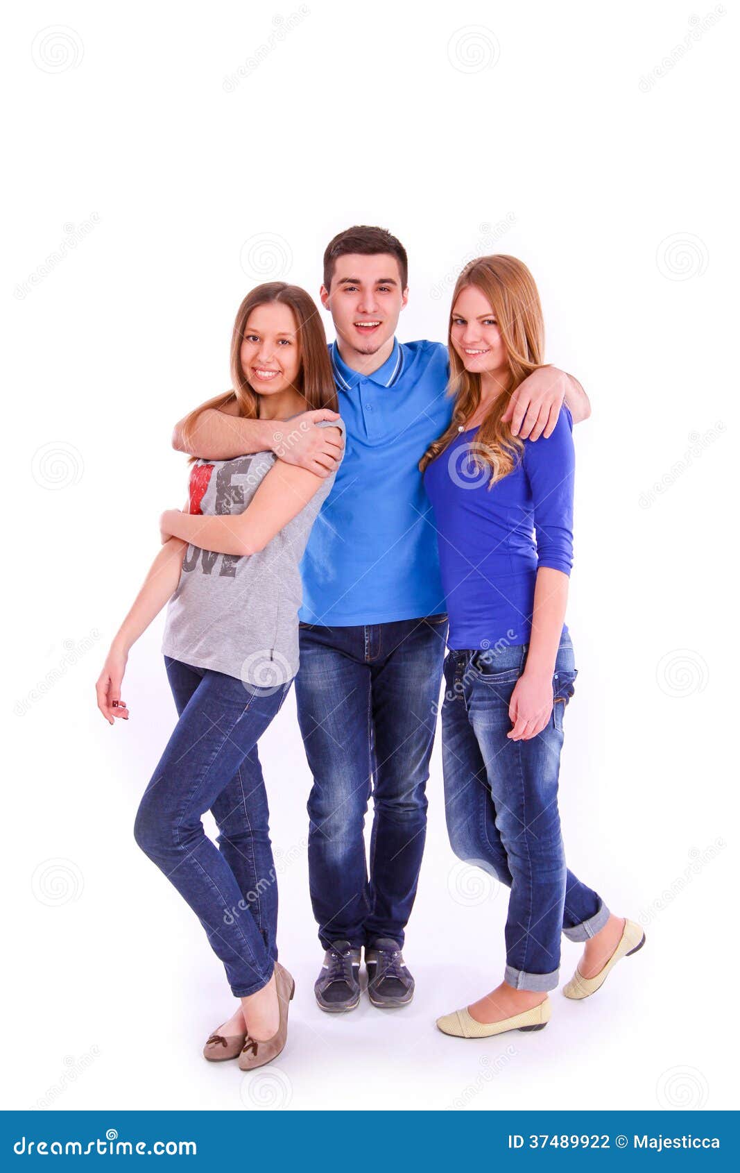 Three Young People Isolated Stock Photo - Image of friendship ...