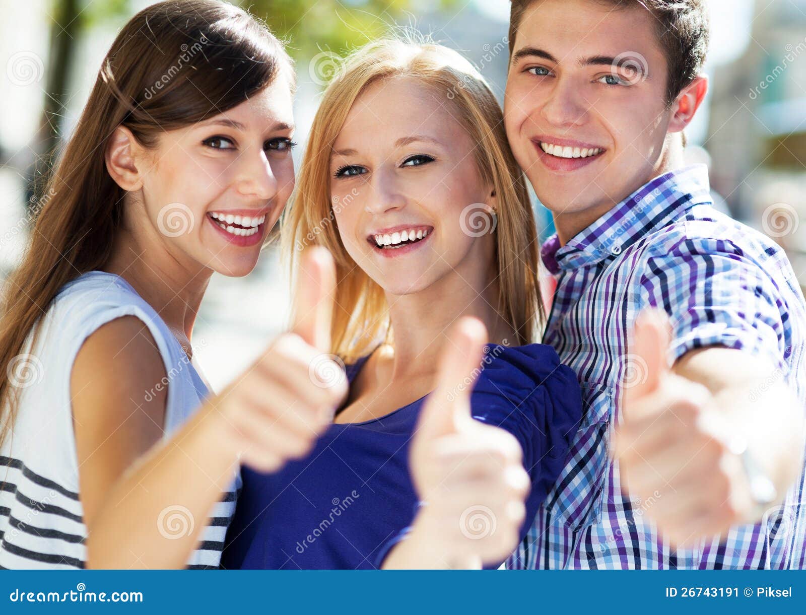 Three Young People with Thumbs Up Stock Image - Image of gesturing ...