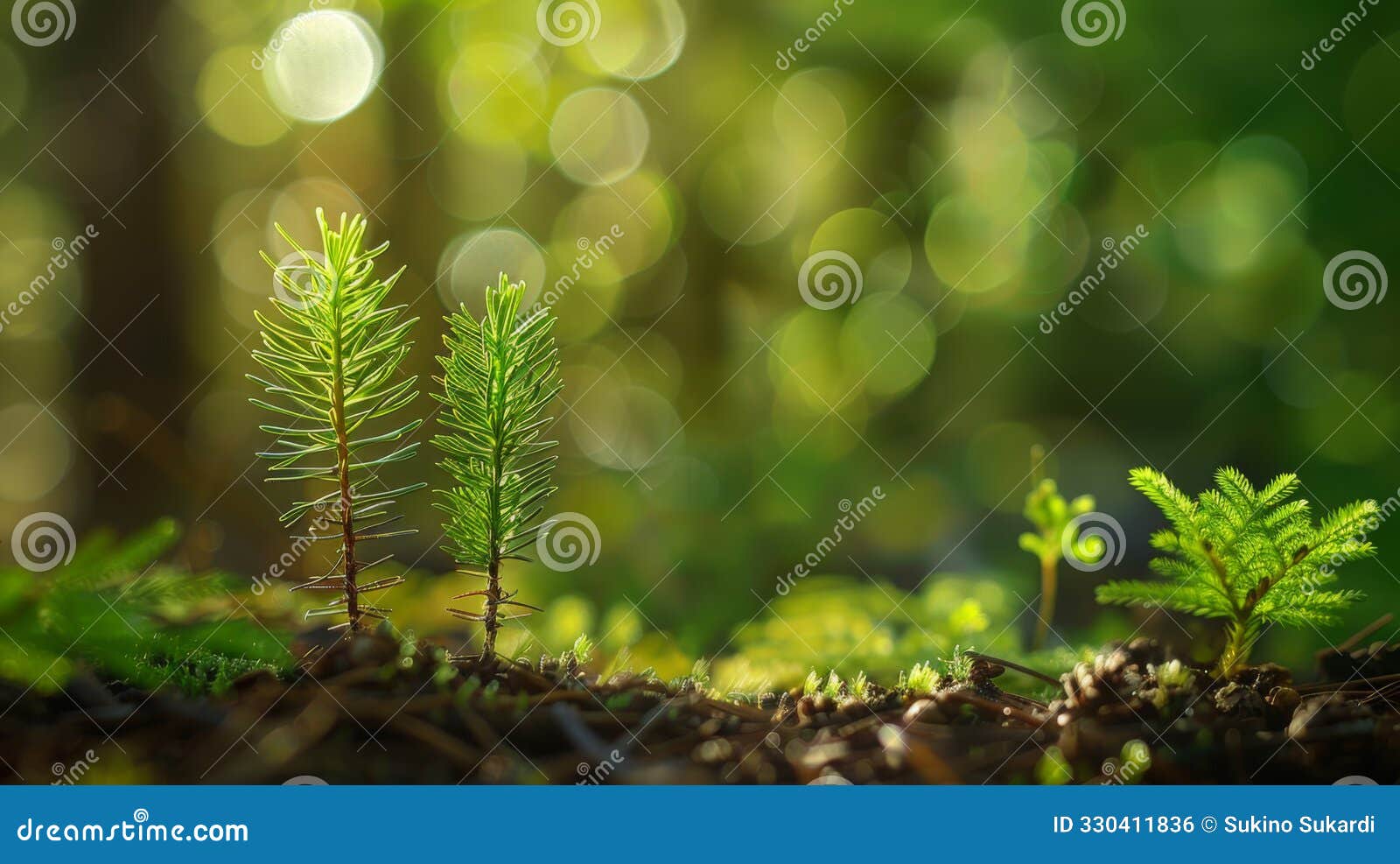 Three Young Pine Trees Emerging from the Forest Floor Stock ...