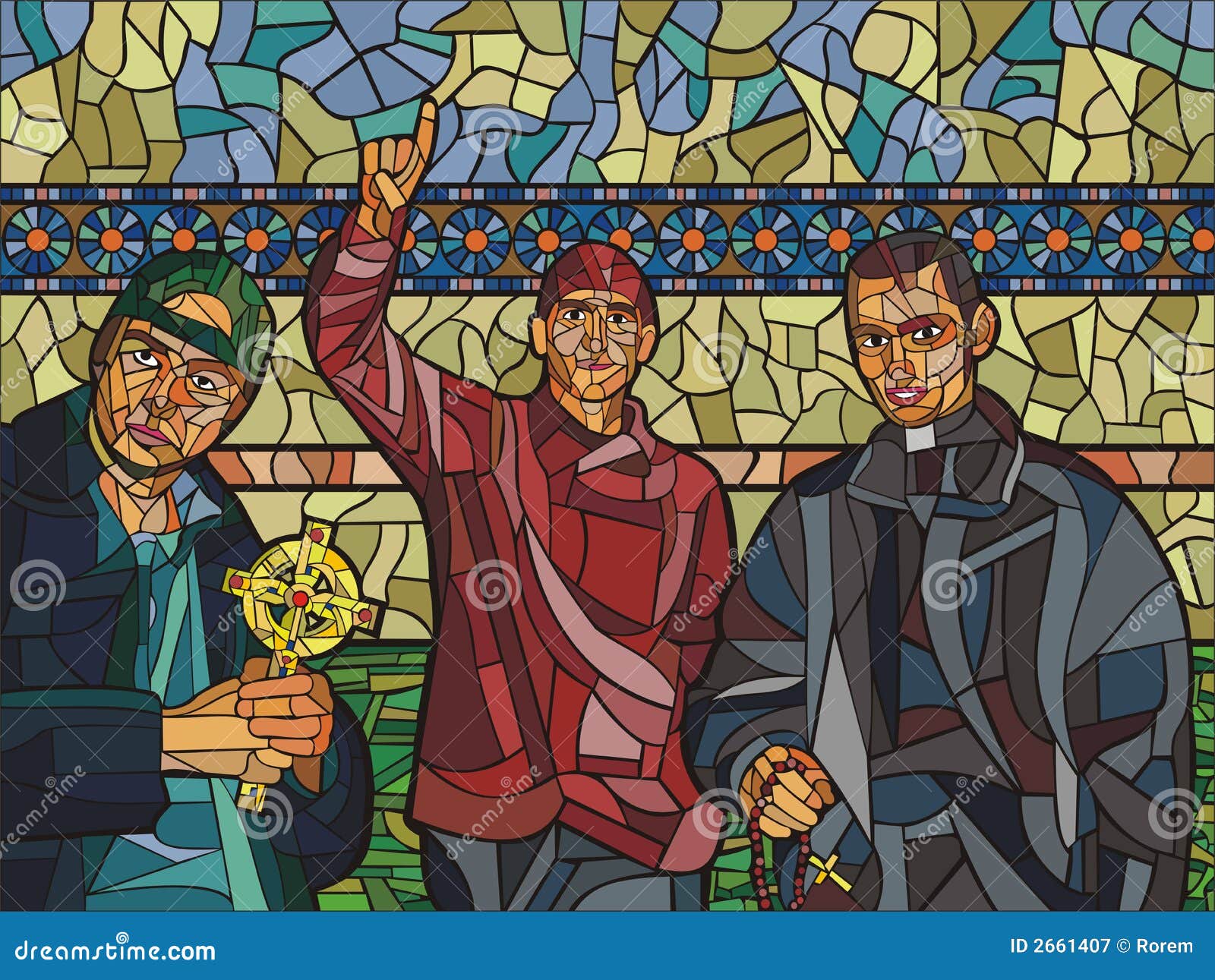 Three Priests In Medieval Time Vector Illustration | CartoonDealer.com ...